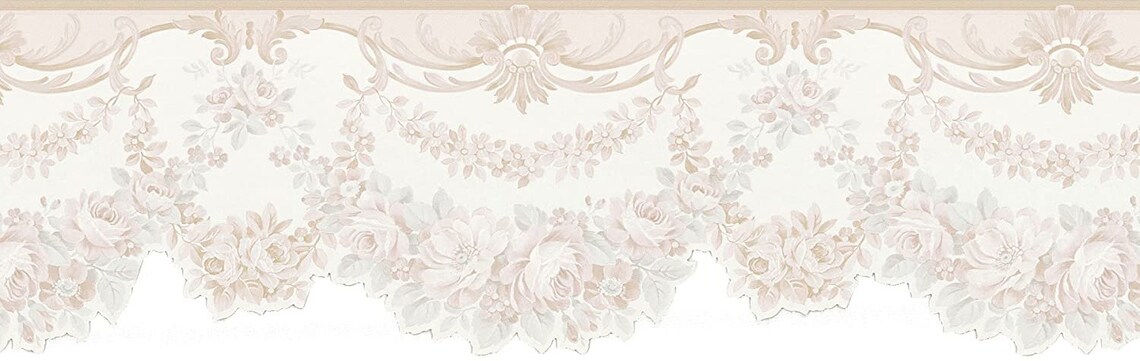 Beige Satin Floral Swag Wallpaper Border FDB06957 - Etsy