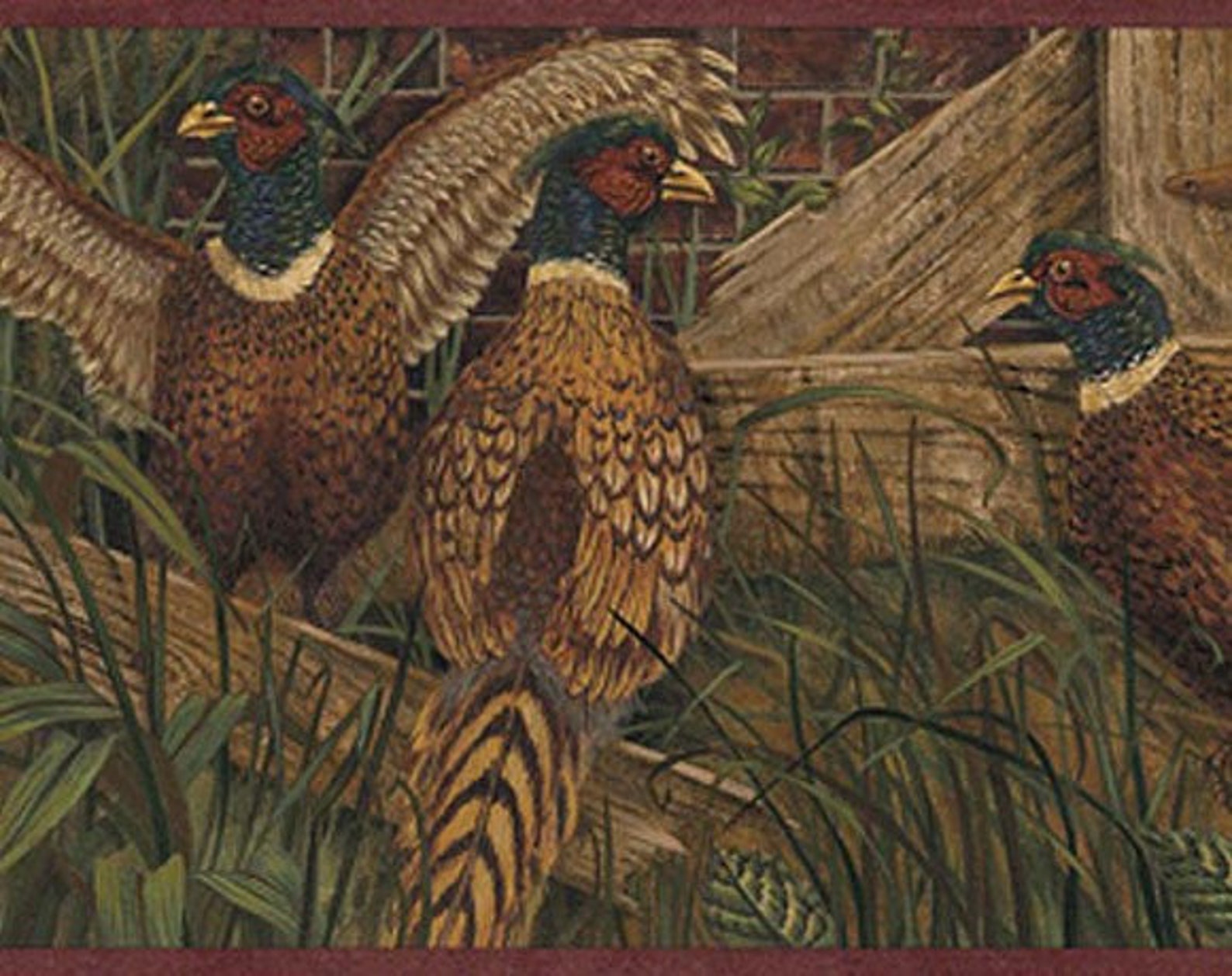 Pheasant Wallpaper Border - Burgundy Oa8101b - Etsy