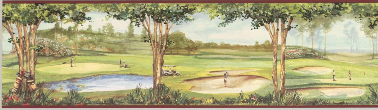 Golfers on Golf Course Wallpaper Border Bv021212b - Etsy