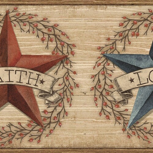 Rustic Barn Star Wallpaper Border Ennis Sand Pur44602b - Etsy