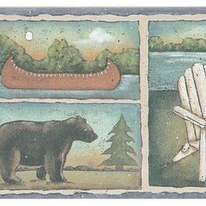 Sunset Lake Blue Lakeside Evening Wallpaper Border 93777FP - Etsy