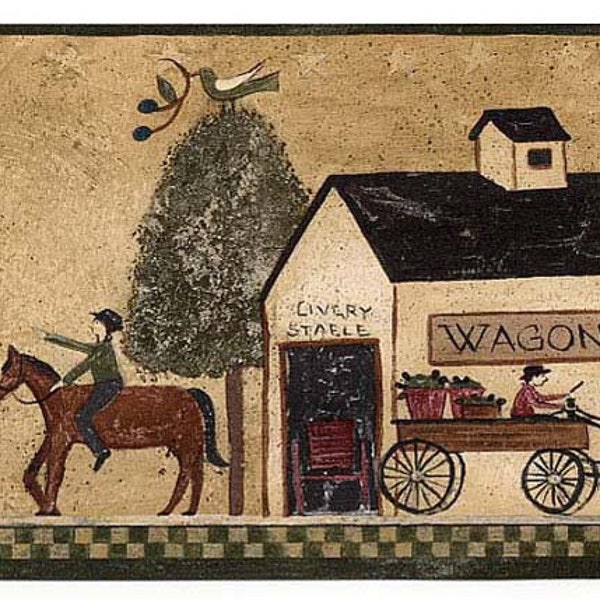 Country Primitive Wallpaper Borders - Etsy