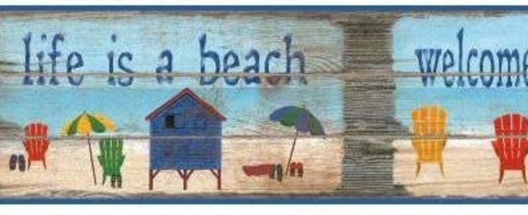 Beach House Rules Blue Wallpaper Border Bp8180bd - Etsy