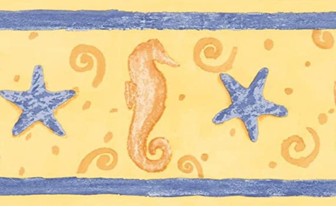 Seahorse and Starfish Wallpaper Border 207b74098 - Etsy