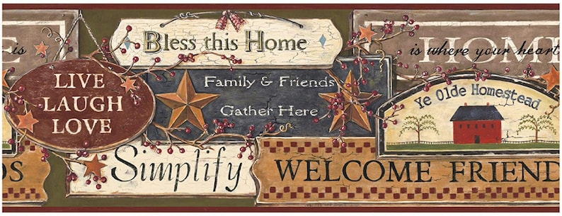 Country Signs Wallpaper Border Pc3976bd - Etsy