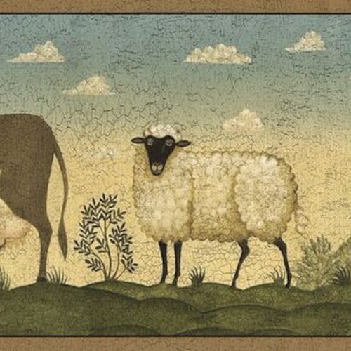 Primitive Folk Art Animals Wallpaper Border 250b69203 | Etsy