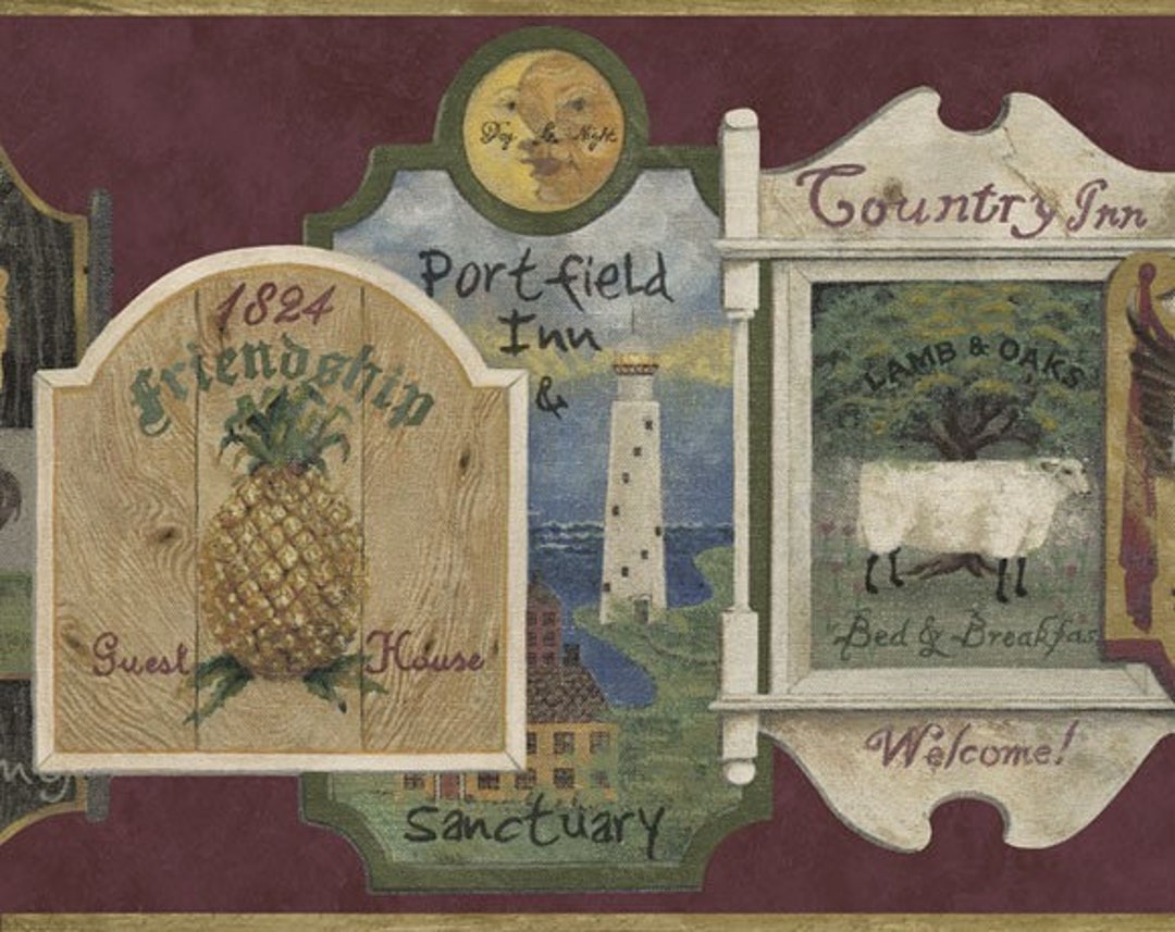 Country Signs Border - Burgundy BE10431B - Etsy