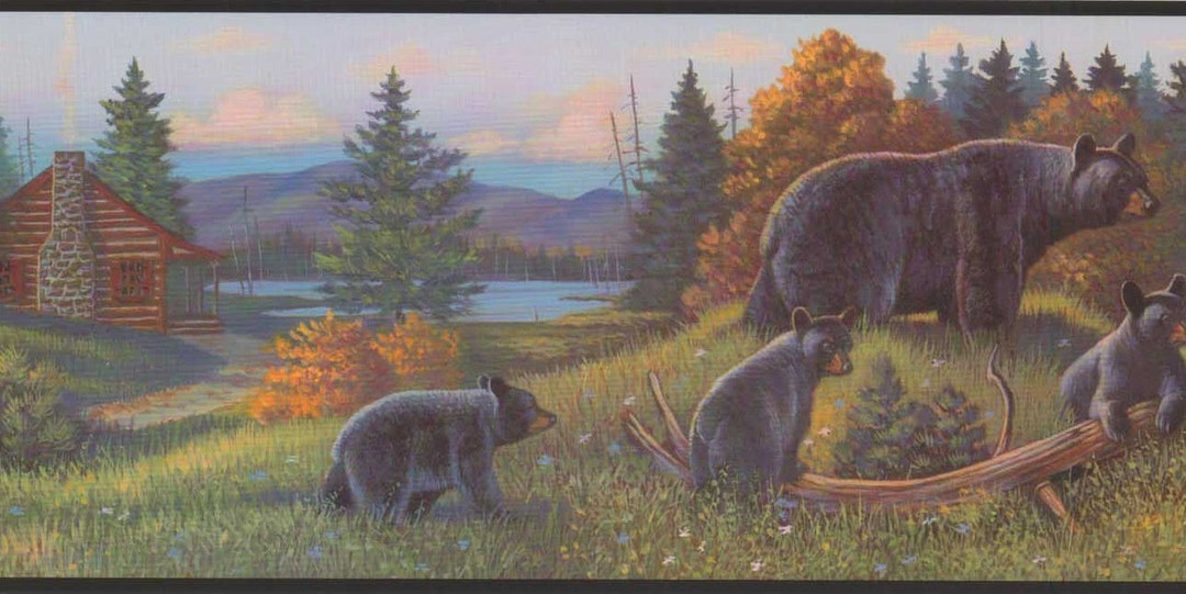 Bears and Cabin Wallpaper Border Wl5627b - Etsy
