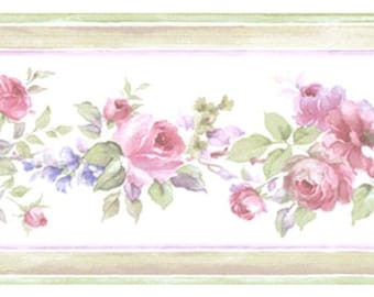Floral Rose Wallpaper Border Cn79402dc - Etsy