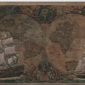 Satin Old World Sailing Ship Map Wallpaper Border 53524 - Etsy