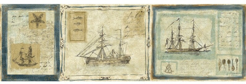Framed Sailing Ships Wallpaper Border Pt018202b - Etsy
