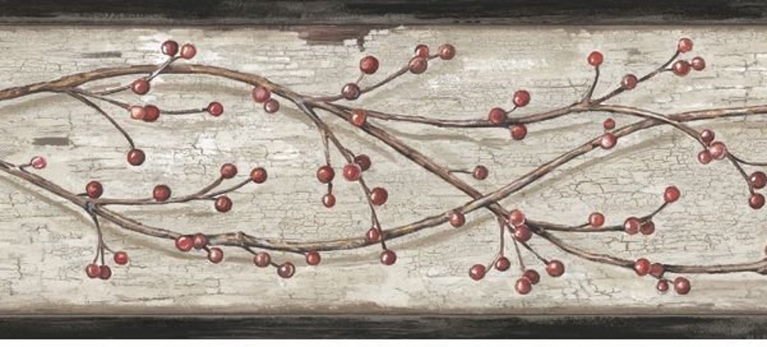 Winterberry Branches Wallpaper Border - Etsy