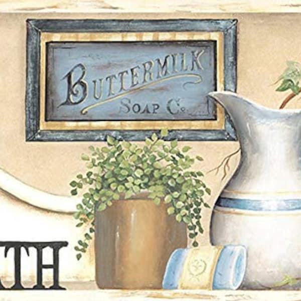Country Bath Wallpaper Border - Etsy