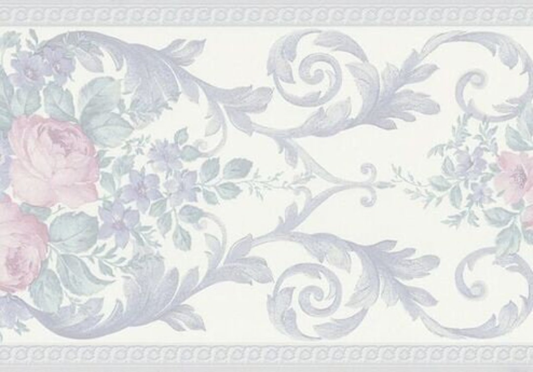 Satin Floral Scroll Wallpaper Border 974b05644 FDB05644 - Etsy