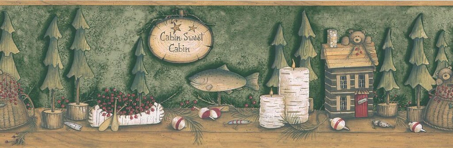 Cabin Shelf Decor Wallpaper Border 145b03851 - Etsy