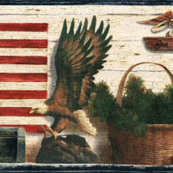 American Flag Wallpaper Border - Etsy