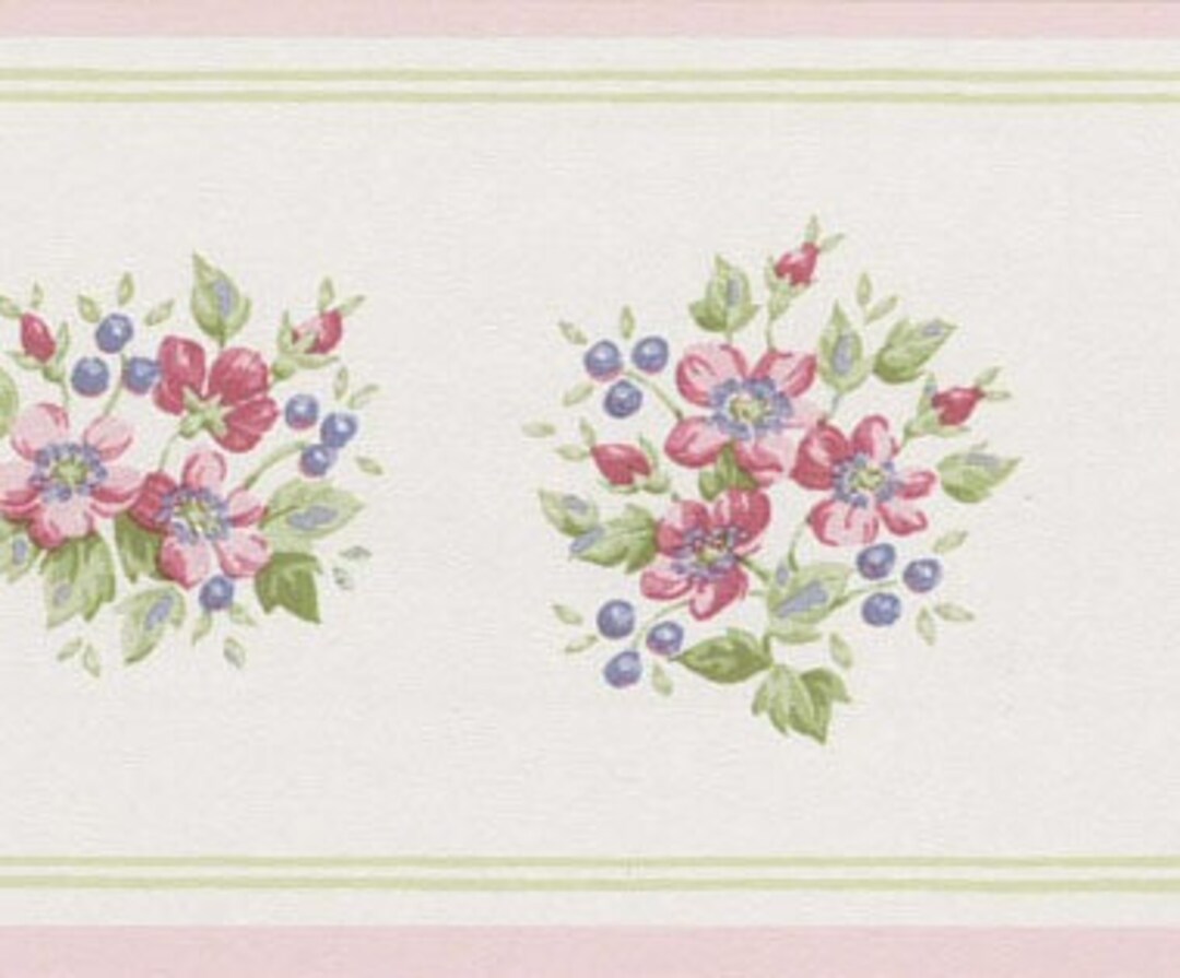 Narrow Floral Wallpaper Border PF79525 - Etsy