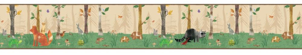 Woodland Animals Wallpaper Border BS5330bd | Etsy