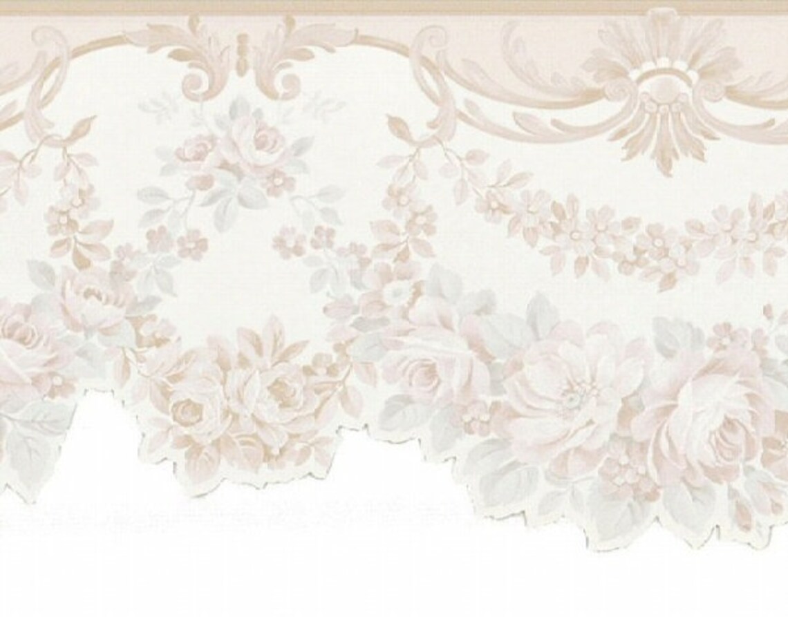 Beige Satin Floral Swag Wallpaper Border FDB06957 - Etsy