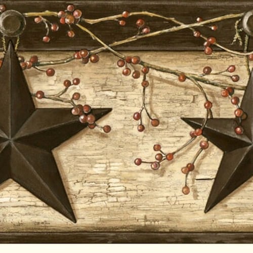Rustic Barn Star Wallpaper Border Ennis Sand Pur44602b - Etsy