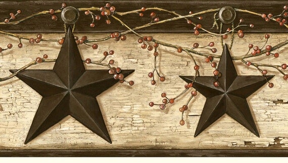Rustic Barn Star Wallpaper Border Ennis Sand Pur44602b | Etsy