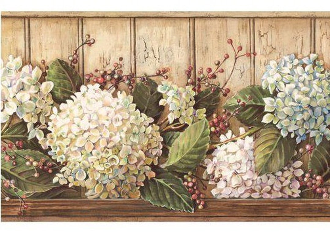 Hydrangea Wallpaper Border Hk4643bd - Etsy