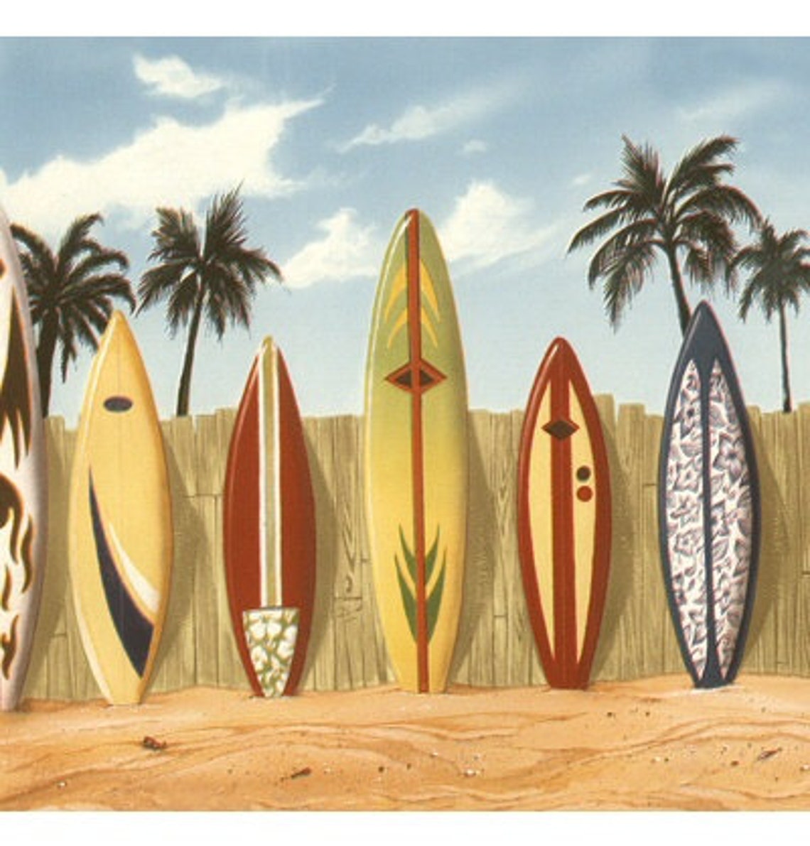 Surfboards Beach Wallpaper Border 144b07141 - Etsy