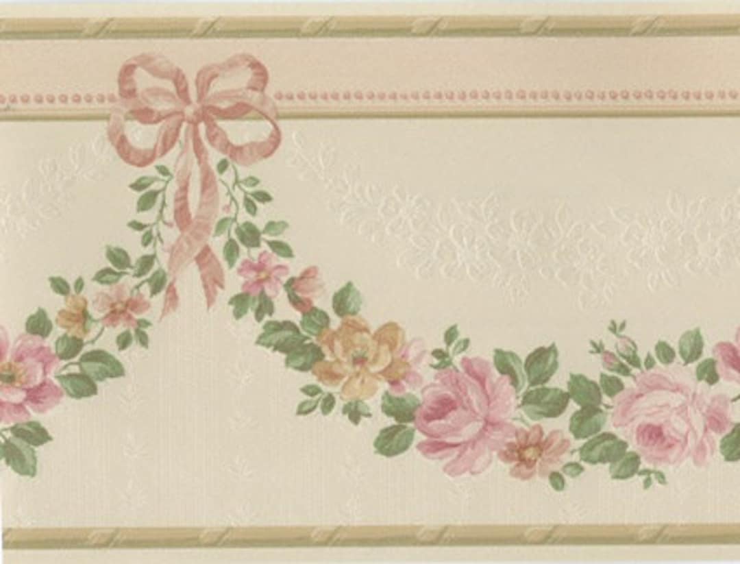 Satin Floral Rose Swag Wallpaper Border 979b73516 - Etsy