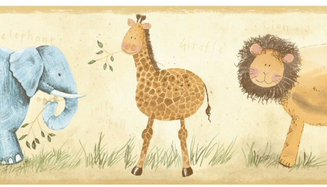 Kids Safari Animals Wallpaper Border Yk0105b - Etsy