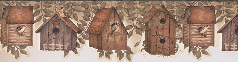 Birdhouses Wallpaper Border - Etsy
