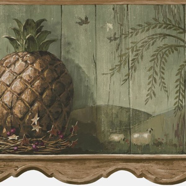Pineapple Border Wallpaper - Etsy