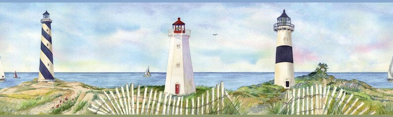 Coastal Lighthouse Wallpaper Border - Etsy