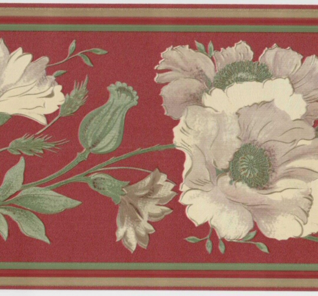 Satin Floral Wallpaper Border ONB67130 - Etsy