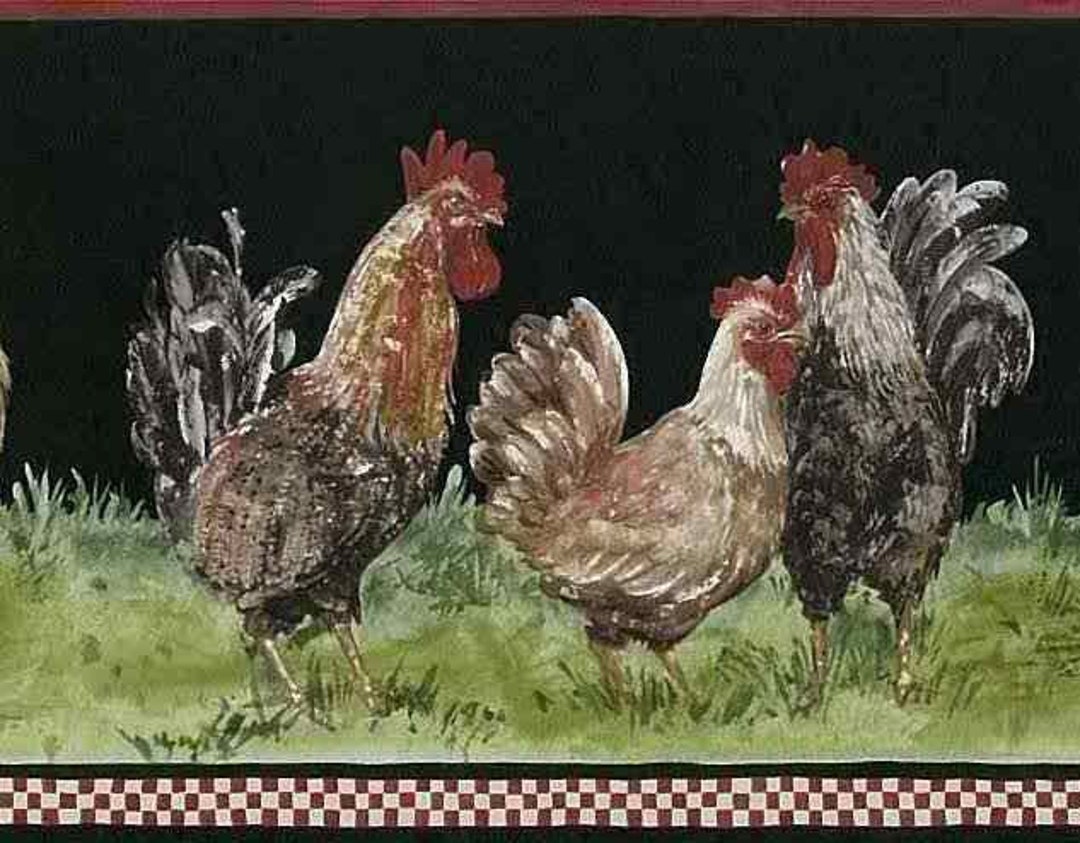 Roosters & Hens Wallpaper Border Ch49073b - Etsy