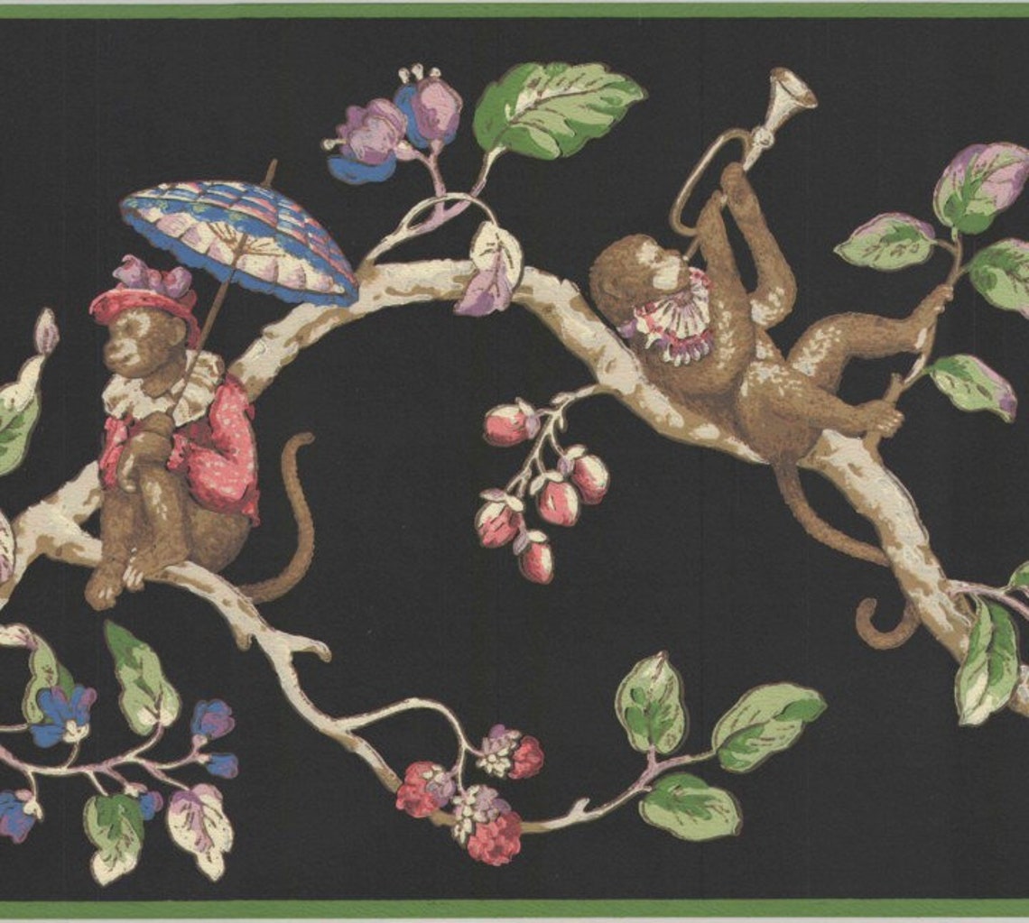 Monkeys on Tree Wallpaper Border 80b64191 - Etsy