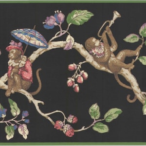 Monkeys on Tree Wallpaper Border 80b64191 - Etsy