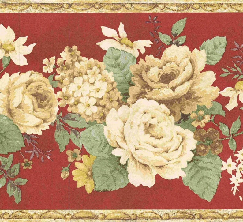 Vintage Floral Red Wallpaper Border FDB03081 - Etsy
