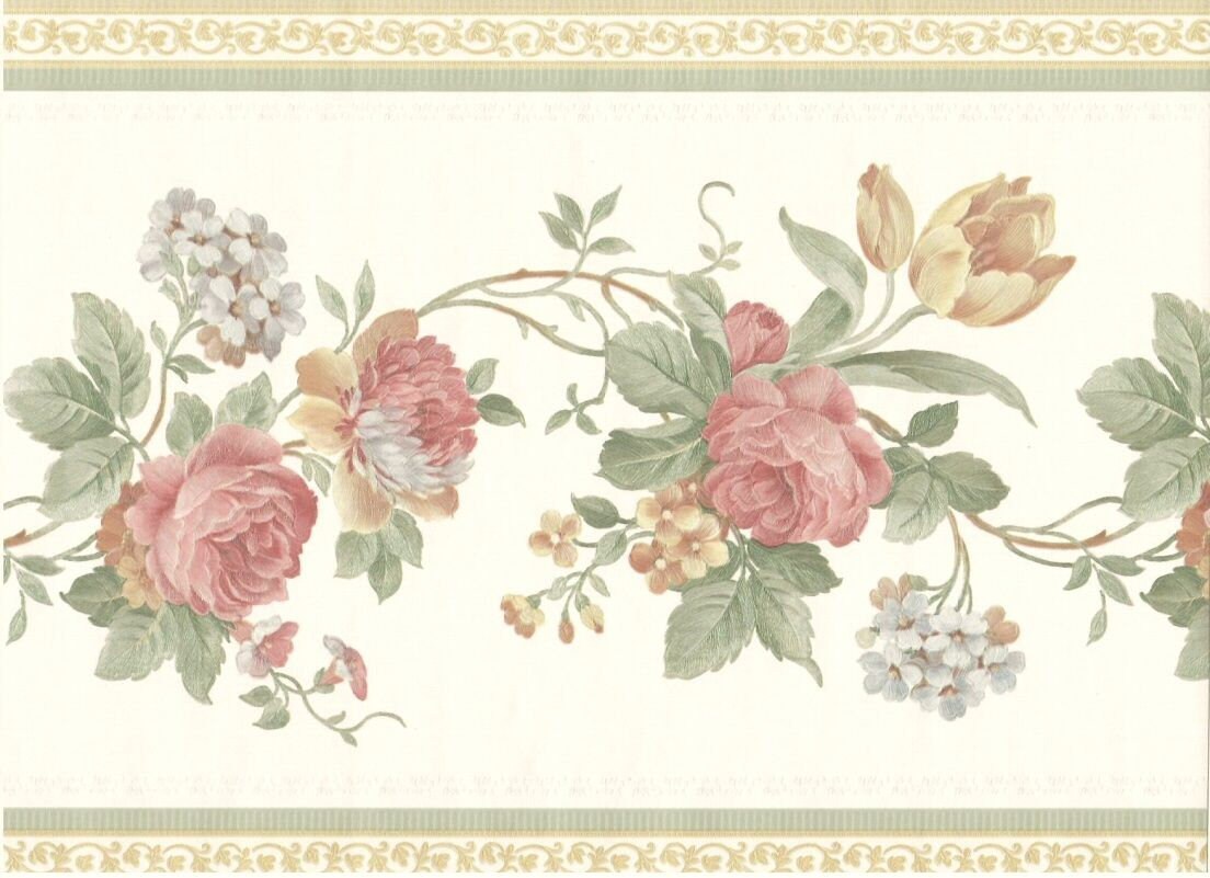 Satin Floral Wallpaper Border B5175 - Etsy