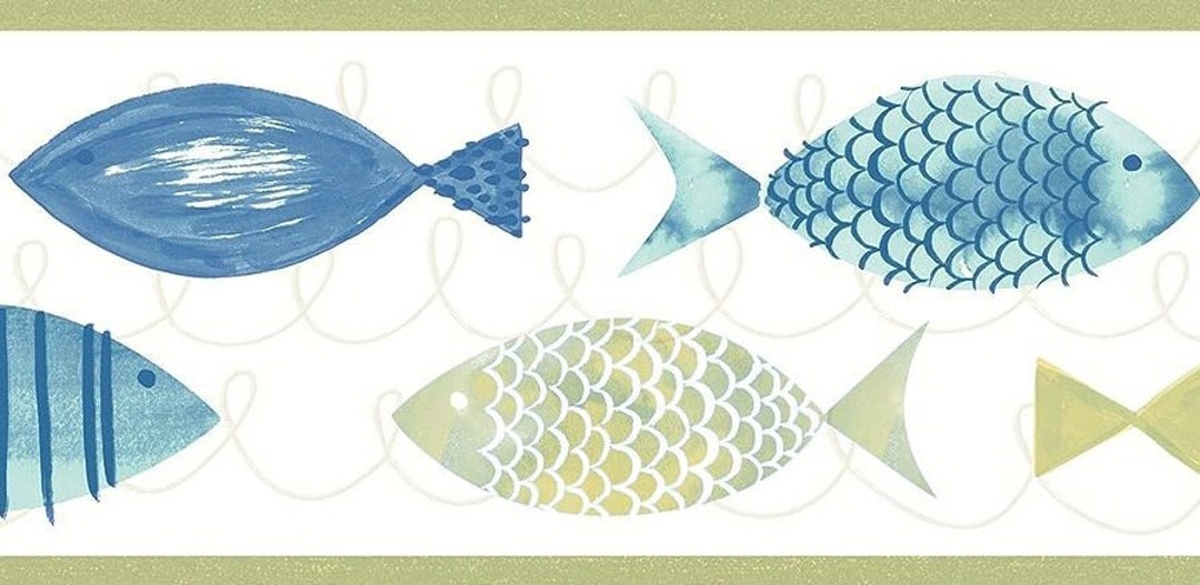 Green Key West Fish Wallpaper Border Chesapeake 3113-12212B - Etsy