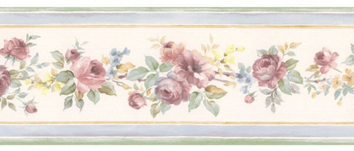 Narrow Floral Wallpaper Border PF79500 - Etsy