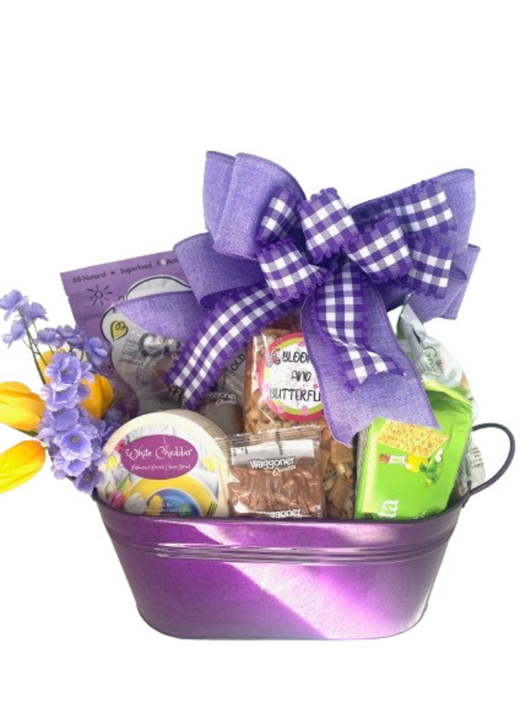 Ladies Snack Gift Basket, Birthday Gift for Her, Purple Chocolate Gift ...