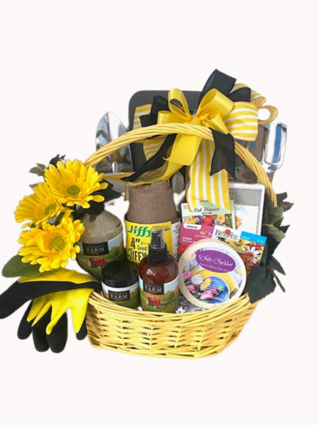 Yellow Gardening Gift Basket With Gardening Tools and Snacks - Etsy