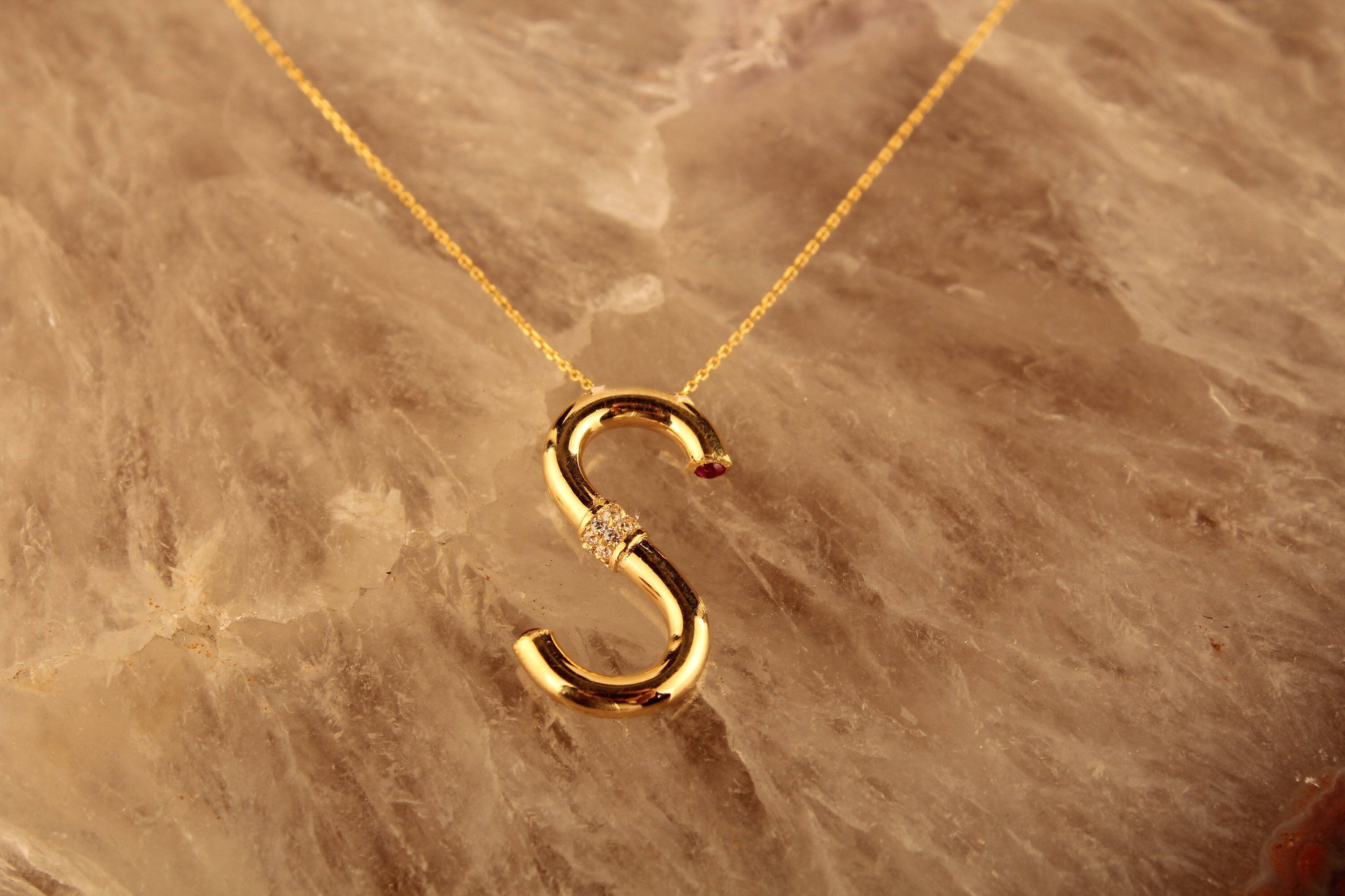 14K solid gold Ruby / Jewllery Necklace / Name Necklace / New | Etsy