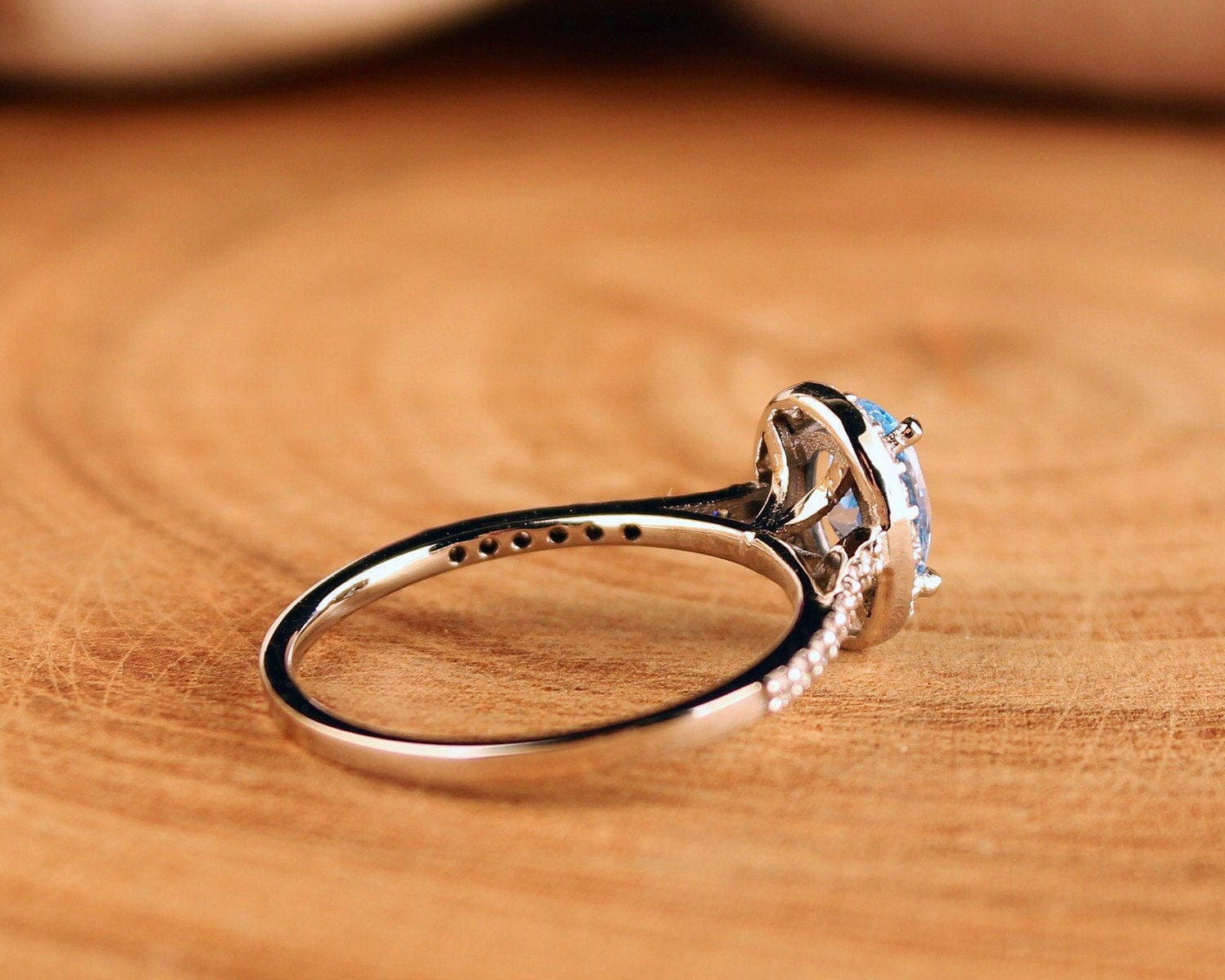 Gold rings for women /Diamond Rings / Aquamarine 14K White | Etsy