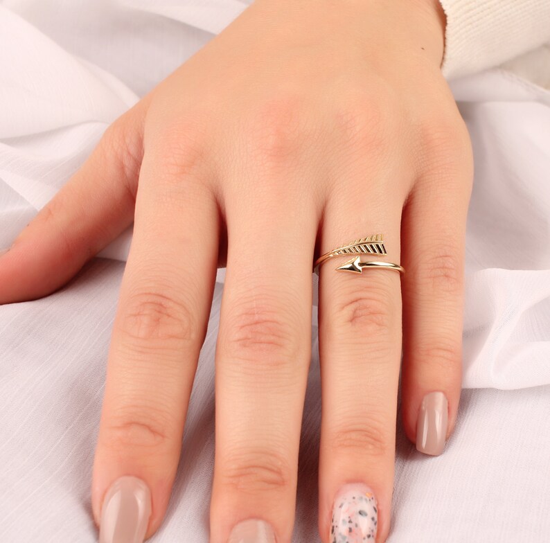 14k 18k Gold Archer Ring, Handmade Arrow Ring, Gold Ring, Gold, Rose ...