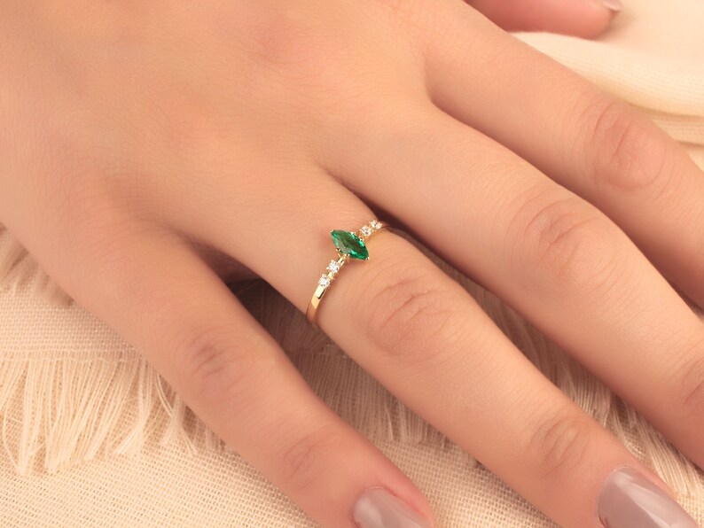 14K Solid Gold Emerald Ring Markiz Solid Gold 14K Solid Gold Marriage ...