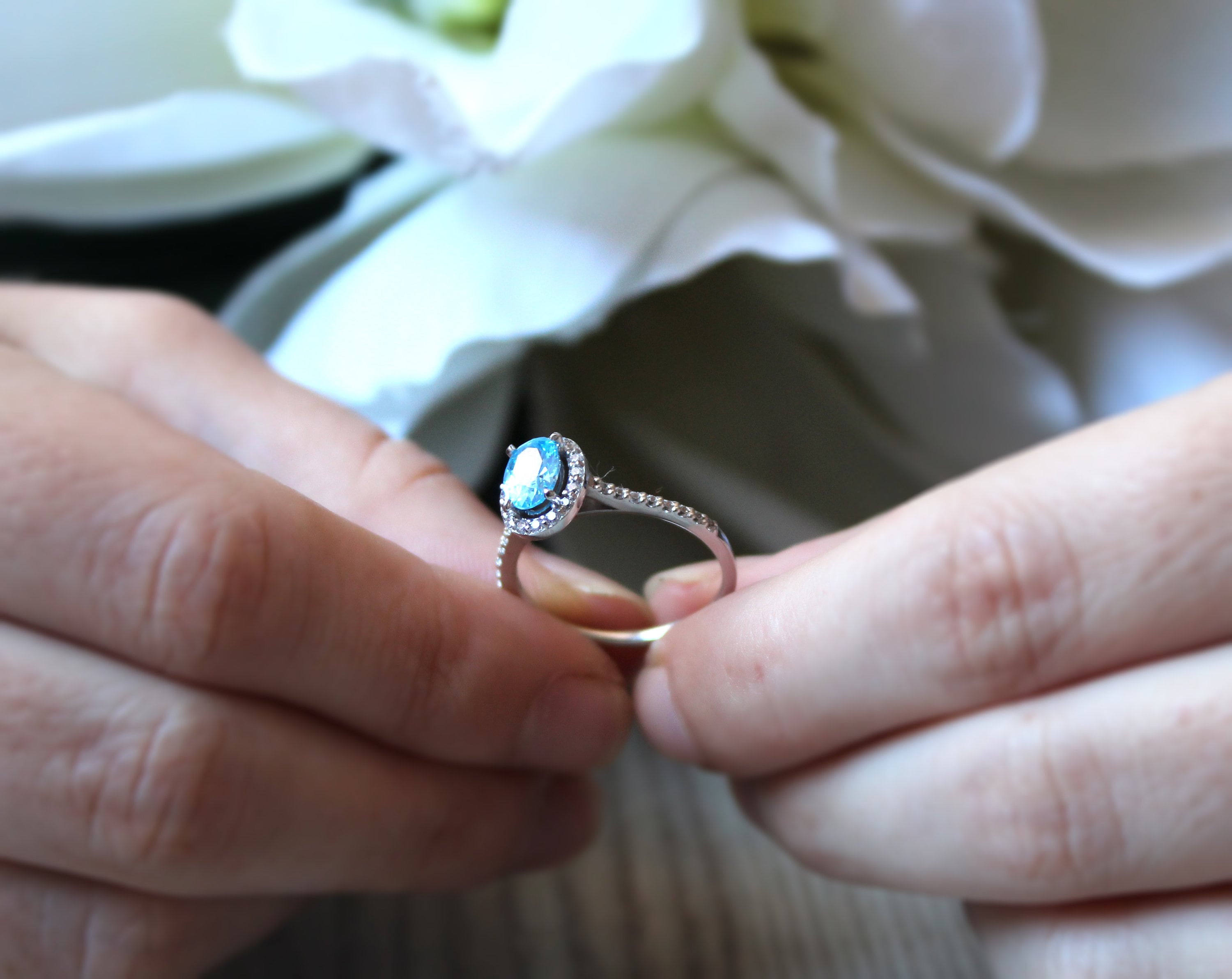 Gold rings for women /Diamond Rings / Aquamarine 14K White | Etsy