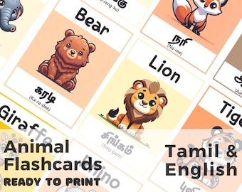 Animal Flashcards - Tamil-english Bilingual Flashcards: Master Language ...