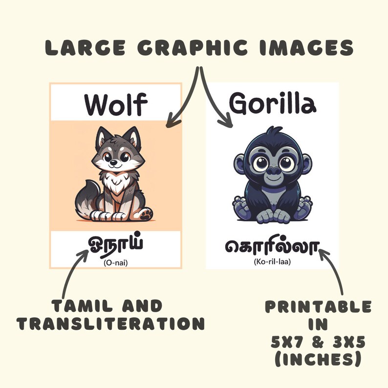 Animal Flashcards - Tamil-english Bilingual Flashcards: Master Language ...