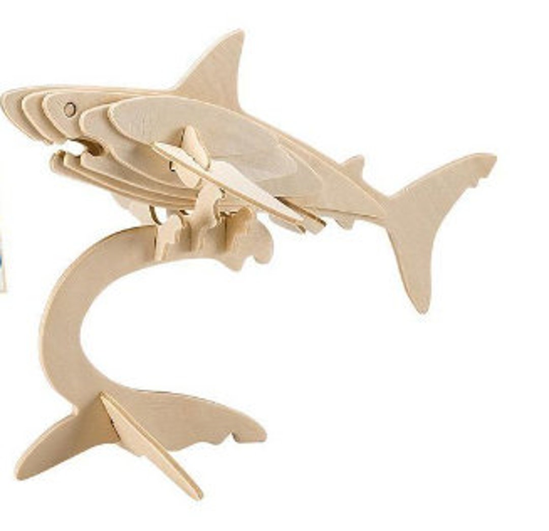 3D Shark Wood Puzzle 18pcs - Etsy
